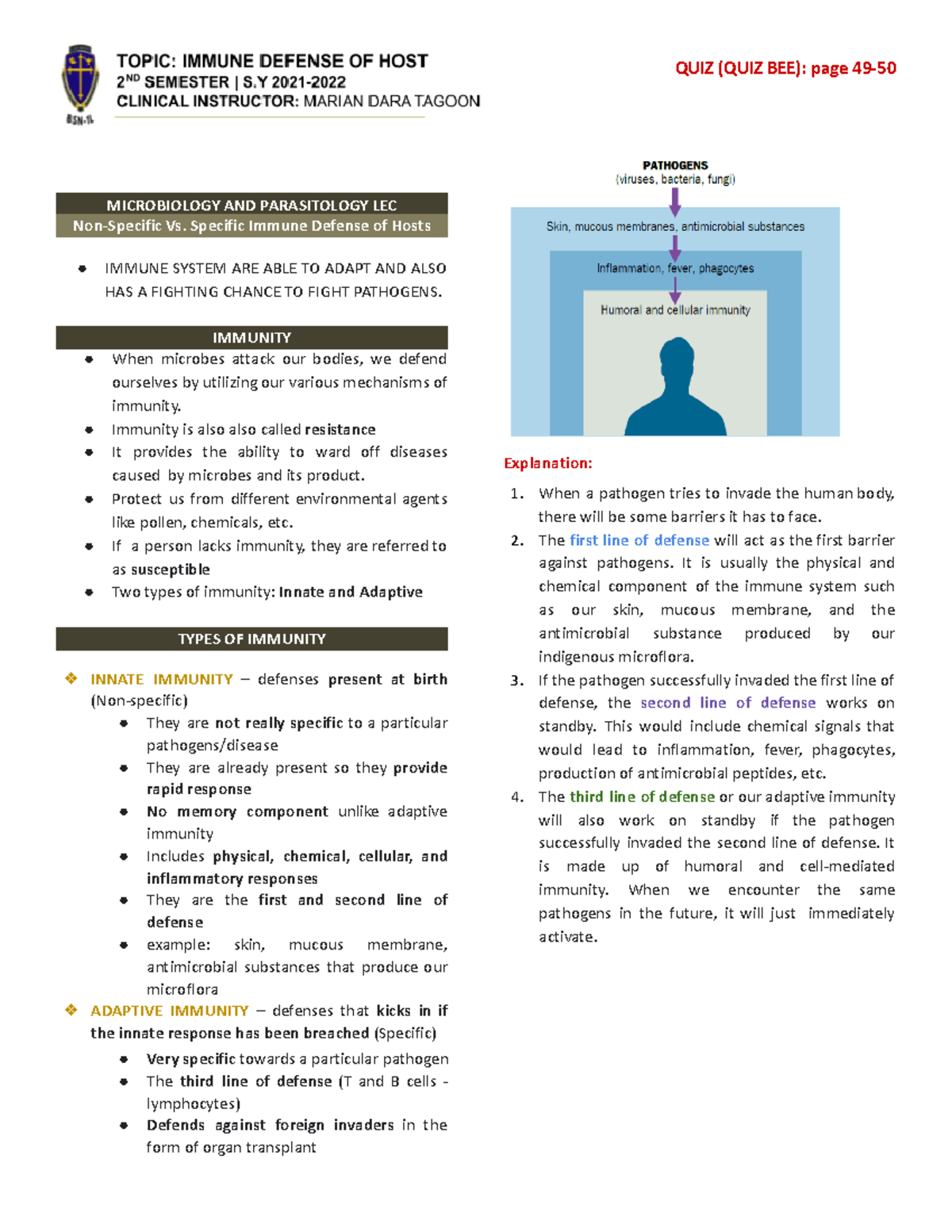 Microbiology AND Parasitology LEC - QUIZ (QUIZ BEE): page 49 ...
