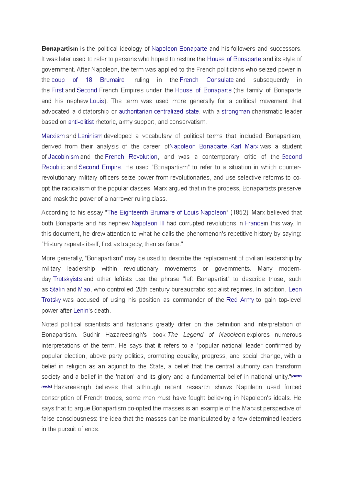 Bonapartism - French revolution readings - Bonapartism is the political ...