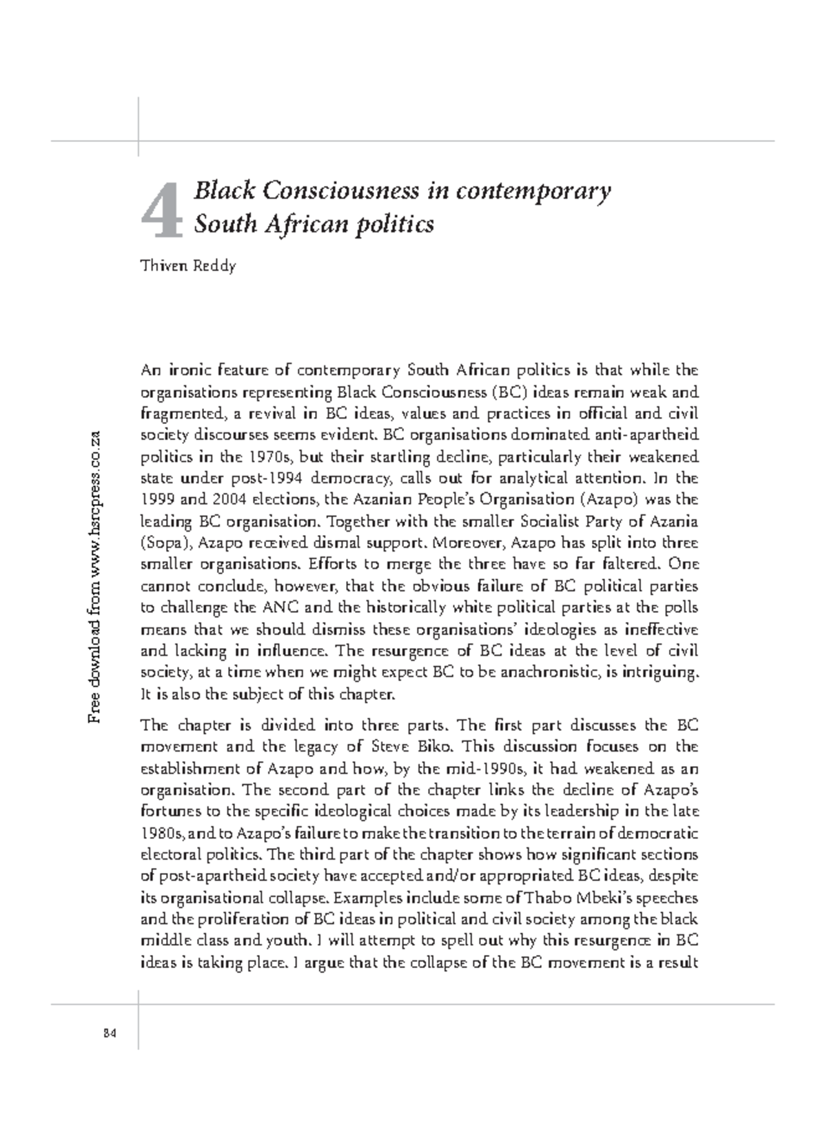 Reddy Black Consciousness 2009 - 4 Black Consciousness in contemporary ...