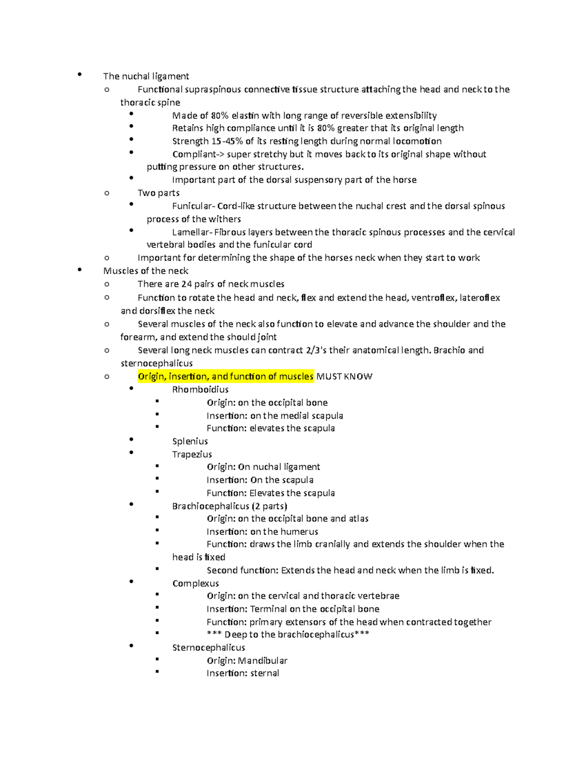 Equine neck conformation - The nuchal ligament o Functional ...