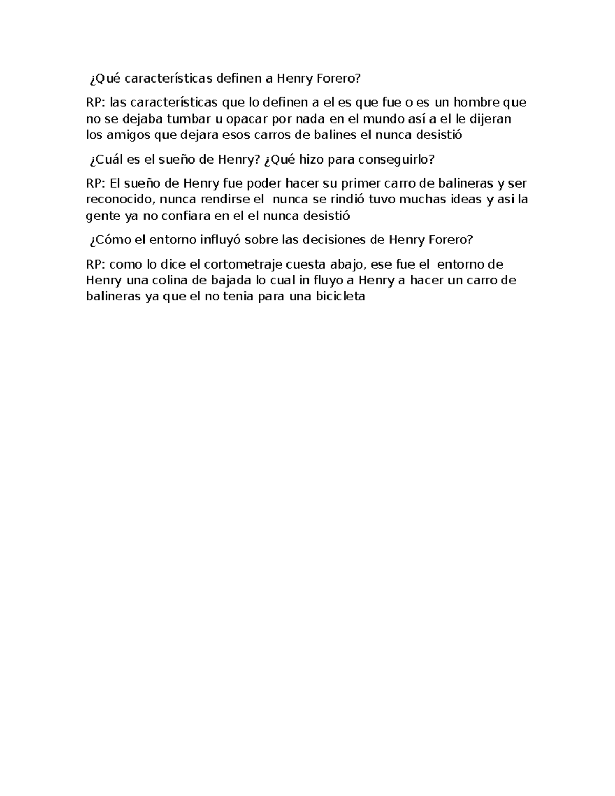 Actividad Henry Foerero - ¿Qué características definen a Henry Forero ...