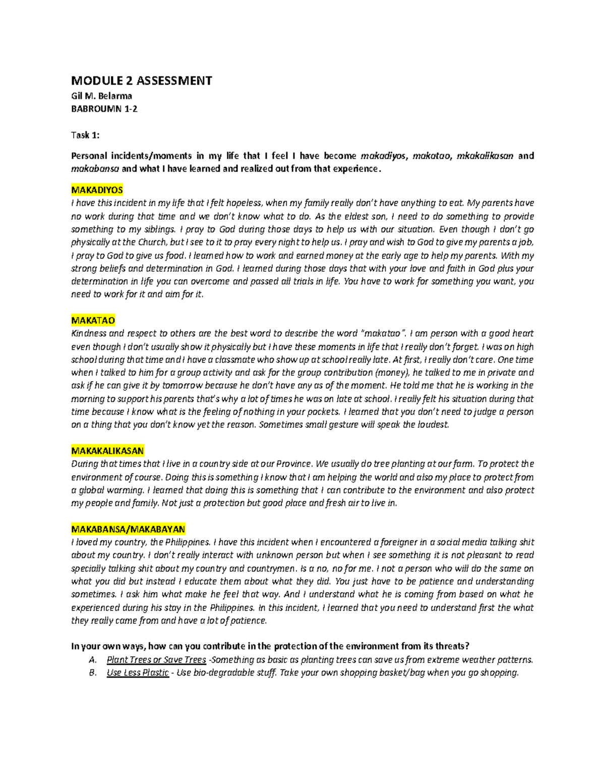 Module 2 Assessment GIL Belarma - MODULE 2 ASSESSMENT Gil M. Belarma ...