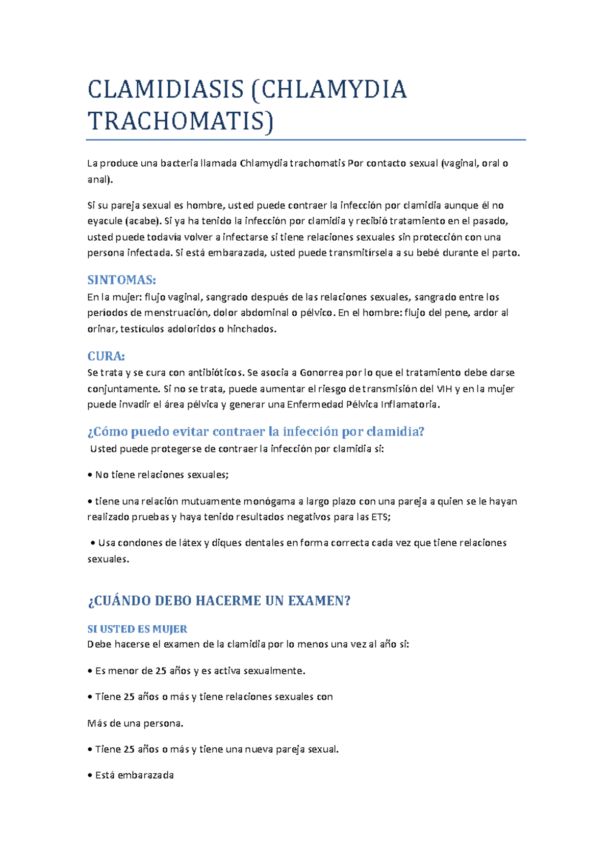 Clamidiasis - CLAMIDIASIS (CHLAMYDIA TRACHOMATIS) La produce una ...