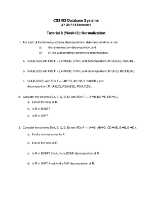 Database Systems CS2102 - NUS - StuDocu