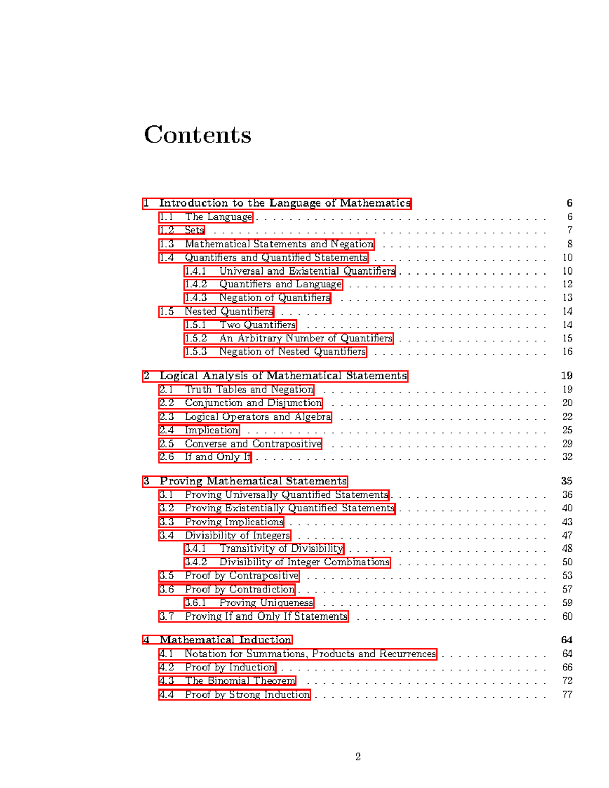 Math 135 Course Note Table of Contents - Contents 1 Introduction to the Language of Mathematics ...