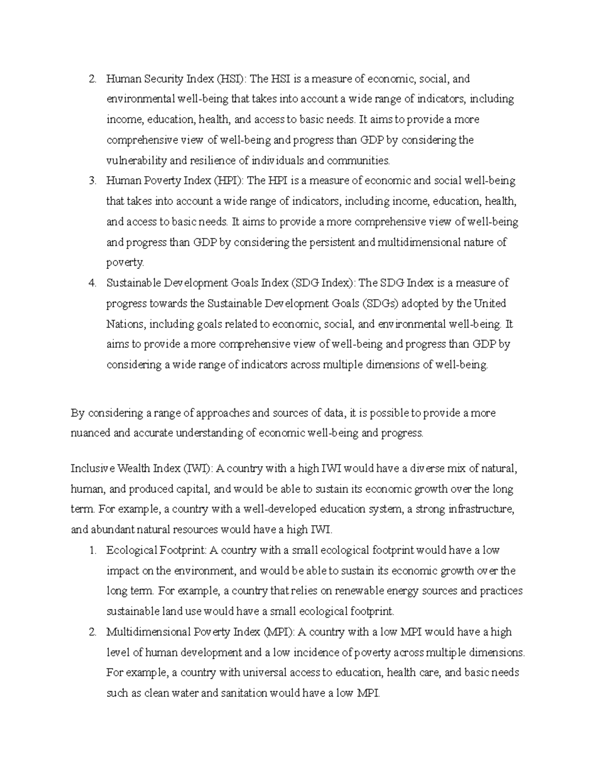 Measuring GDP-12 - Human Security Index (HSI): The HSI is a measure of ...