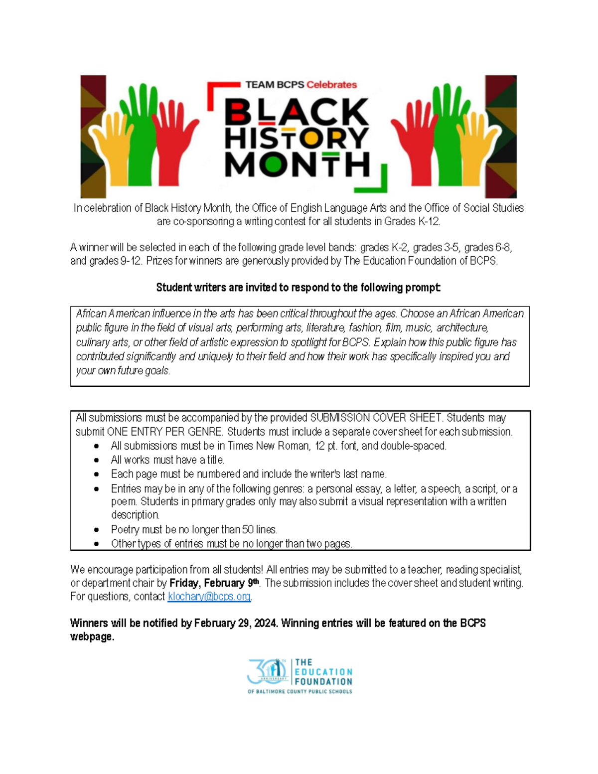 Black History Month Writing Contest 2024 3 - In celebration of Black ...