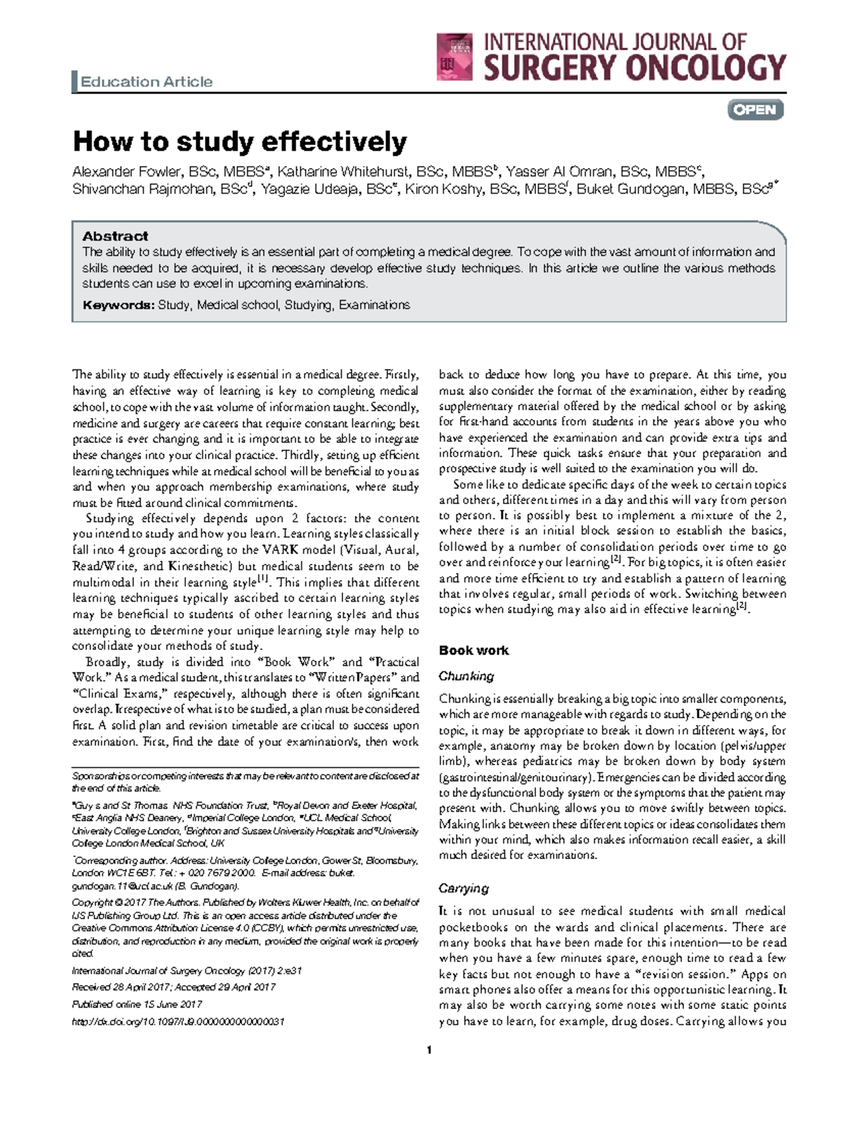 How to study effectively - How to study effectively Alexander Fowler ...