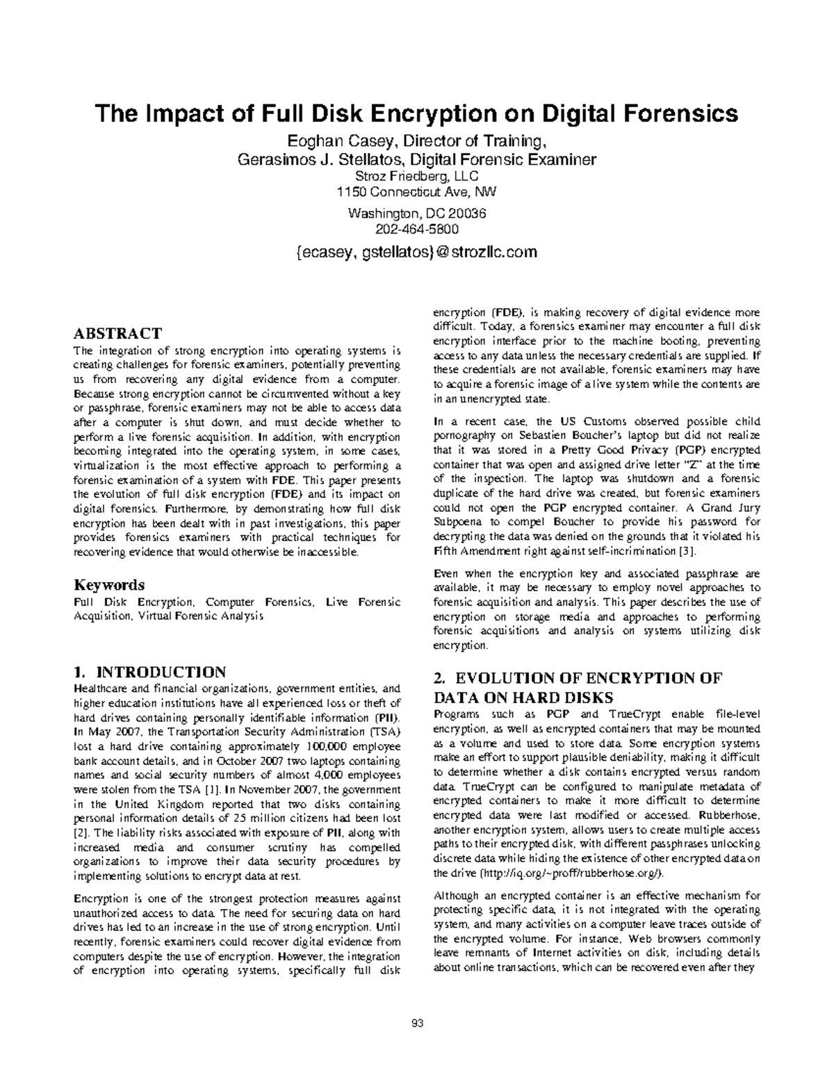 Casey 2008-The Impact of Full Disk Encryption on Digital Forensics ...