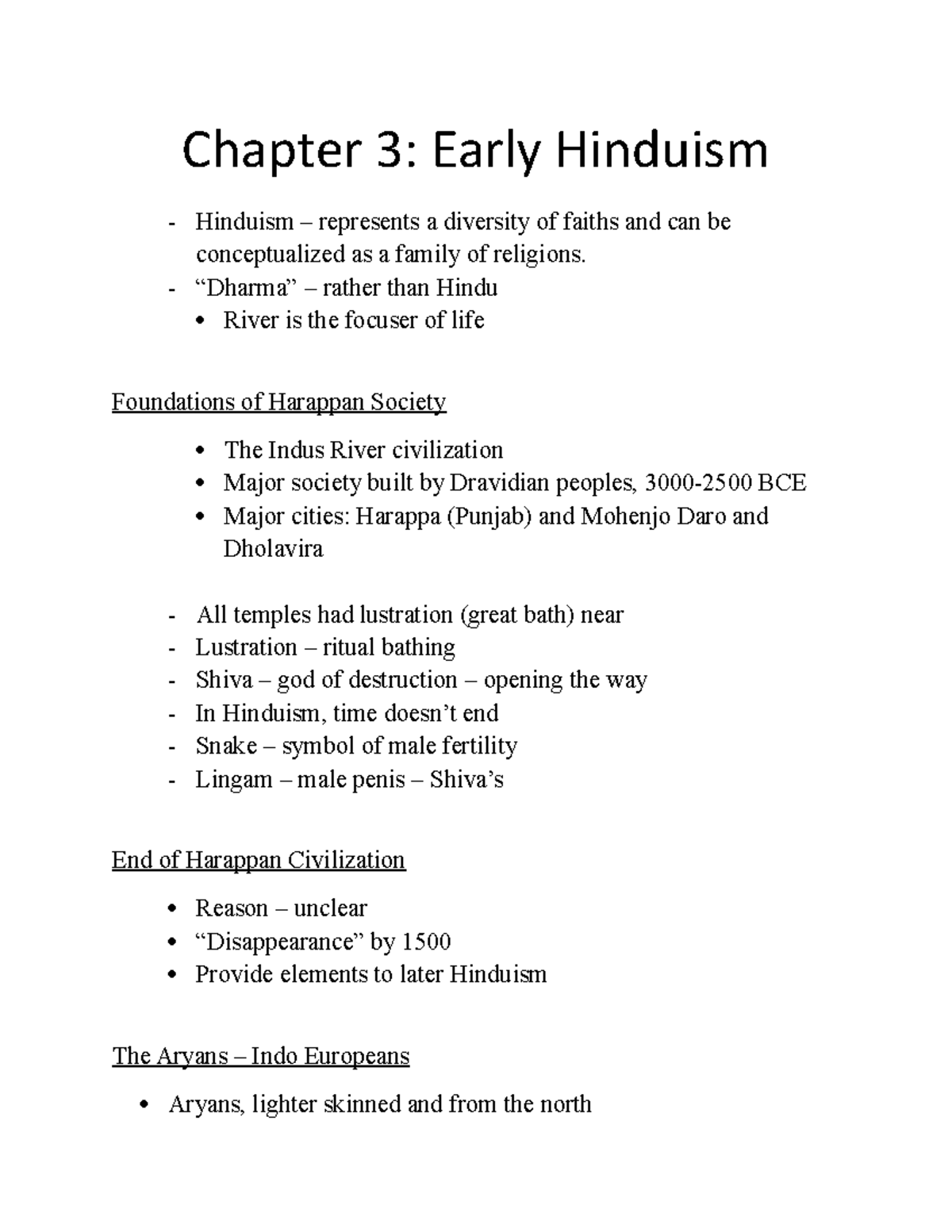 Early Hinduism notes - Chapter 3: Early Hinduism - Hinduism ...