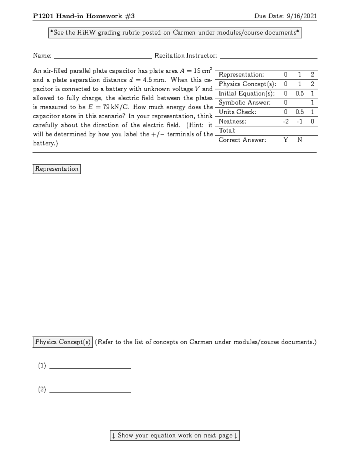 P1201 Hi HW 03 - Recitation assignment - P1201 Hand-in Homework #3 Due ...