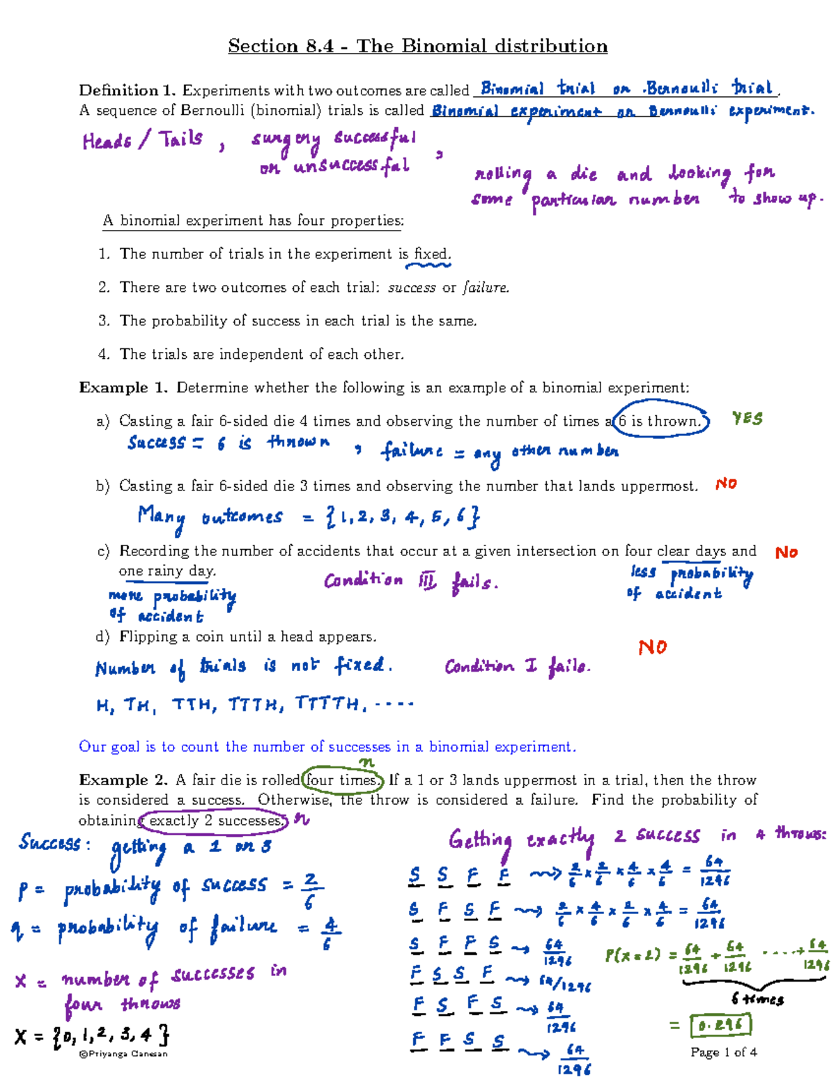 Sec8 - Lecture notes CHAPTER 8 - Section 8 - The Binomial distribution ...