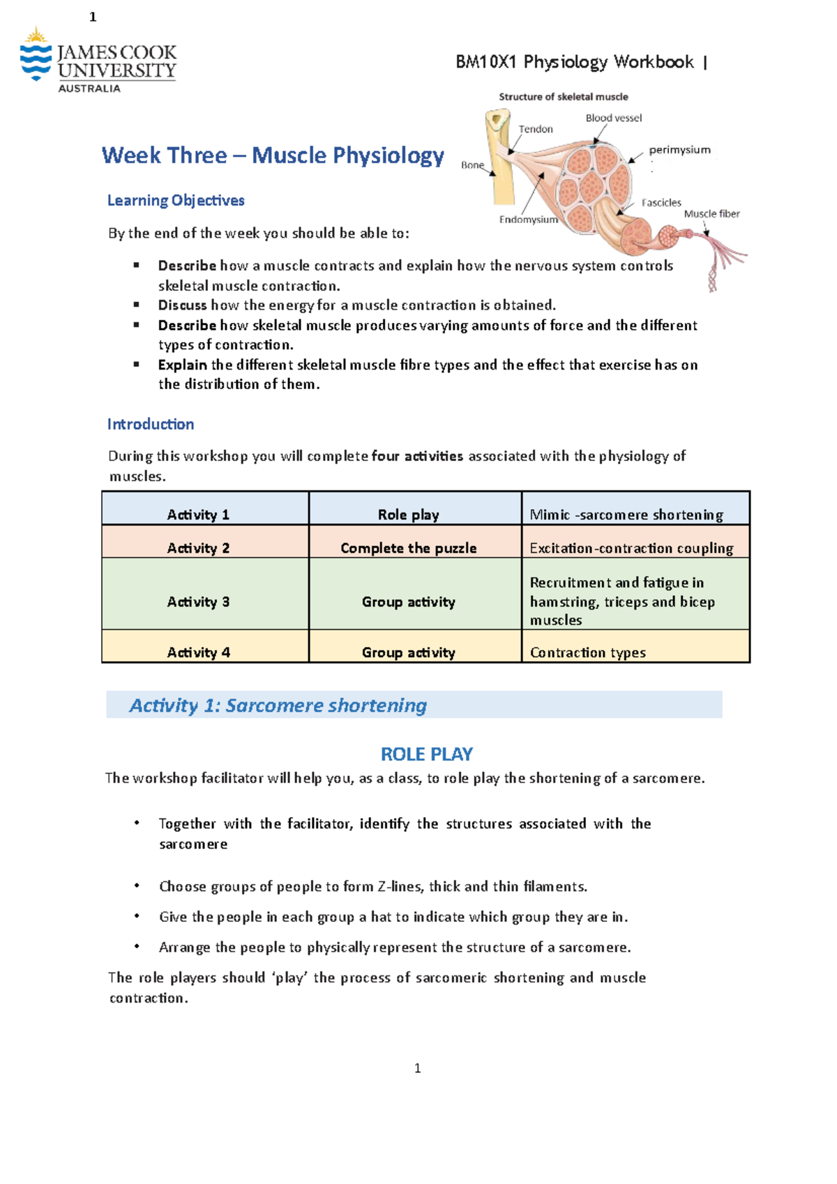 Week 3 Muscle Physiology - Week Three – Muscle Physiology Learning ...