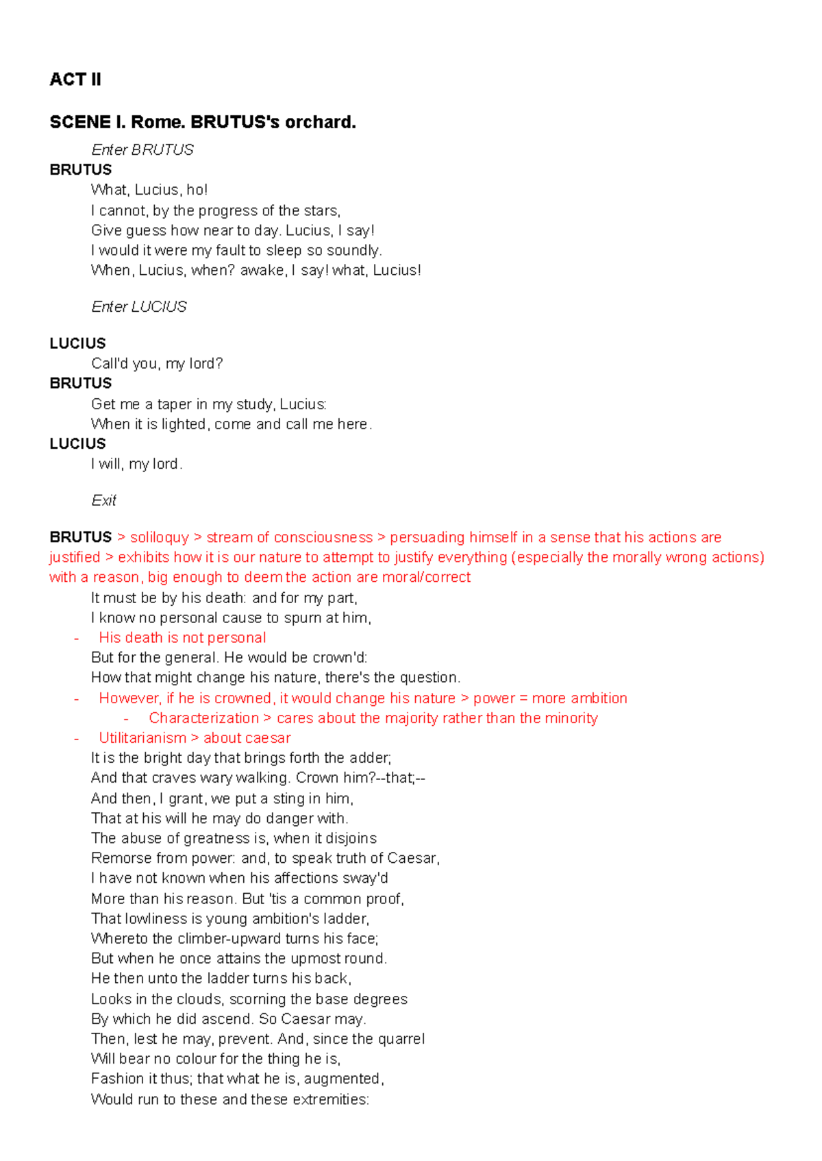 Julius Caesar Act 2 Notes - ACT II SCENE I. Rome. BRUTUS's orchard ...