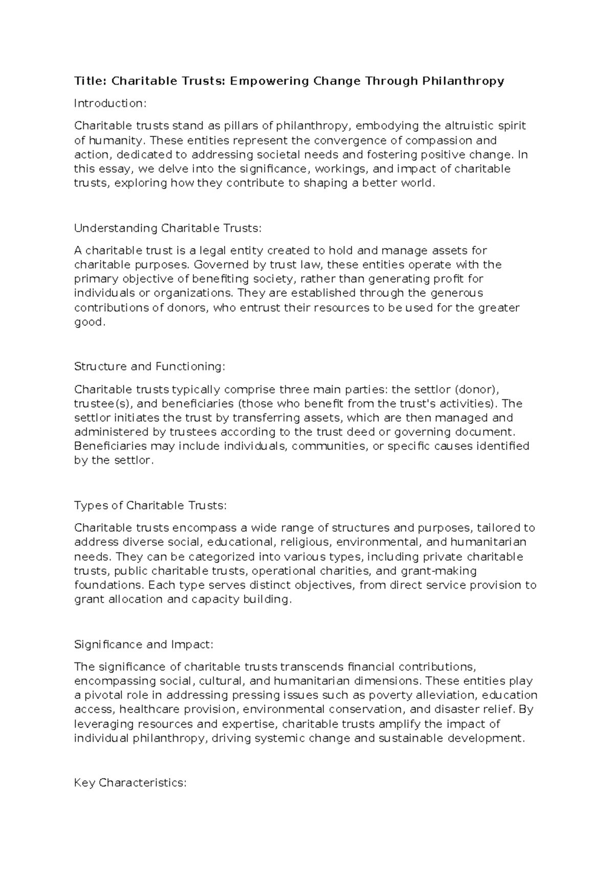 Charitable Trusts - Empowering Change Through Philanthropy - Title: Charitable Trusts ...