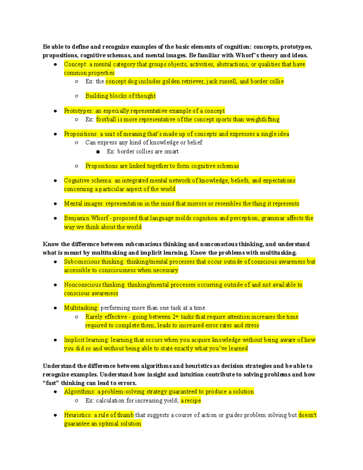 Psych 110 - Chapter 9 - Be able to define and recognize examples of the ...