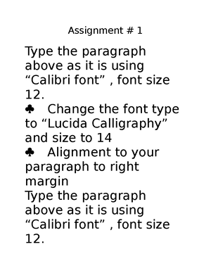 1 - Word file practice - Assignment # 1 Type the paragraph above as it ...