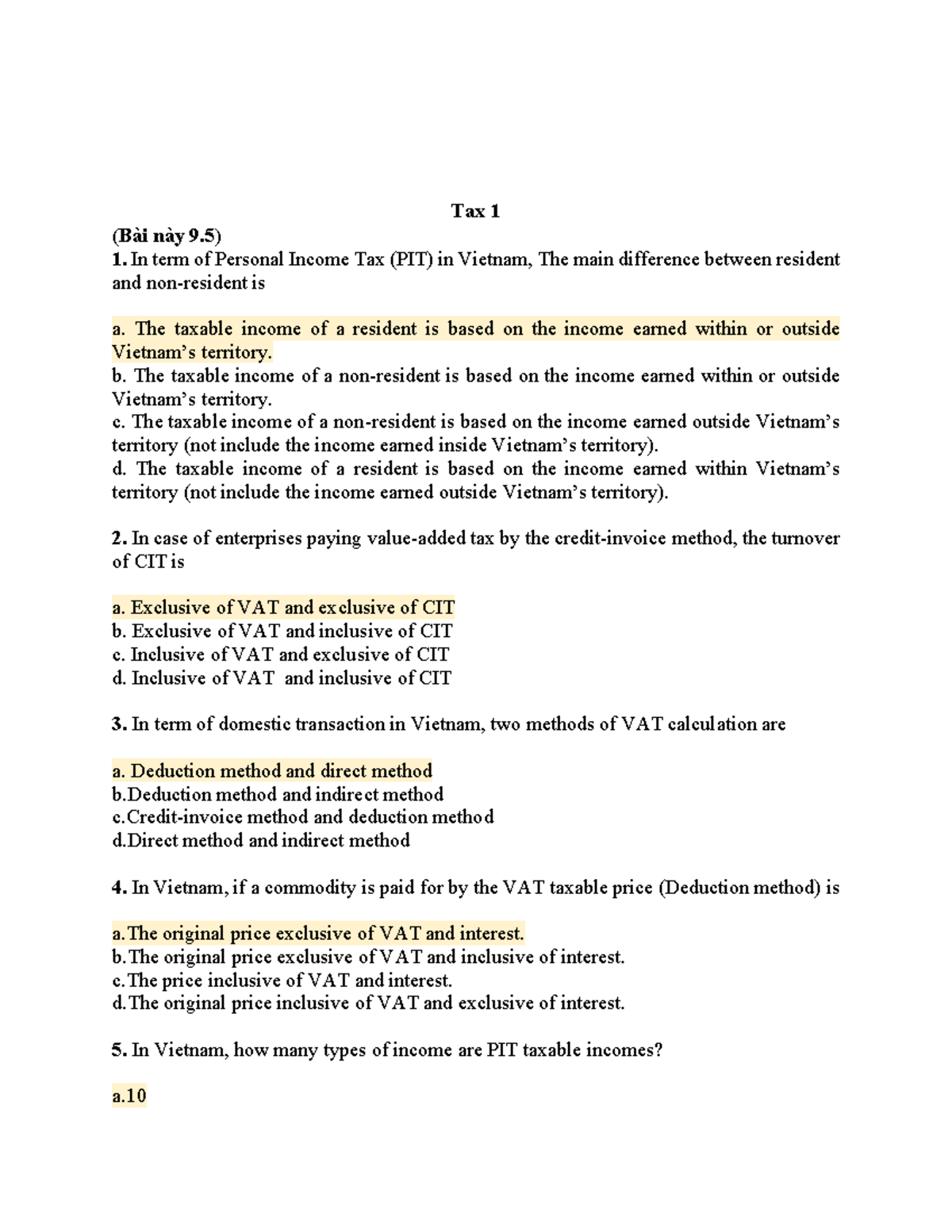 Tax Planning tổng hợp - dsf g refds fsd fds fds - Tax 1 (Bài này 9) 1 ...