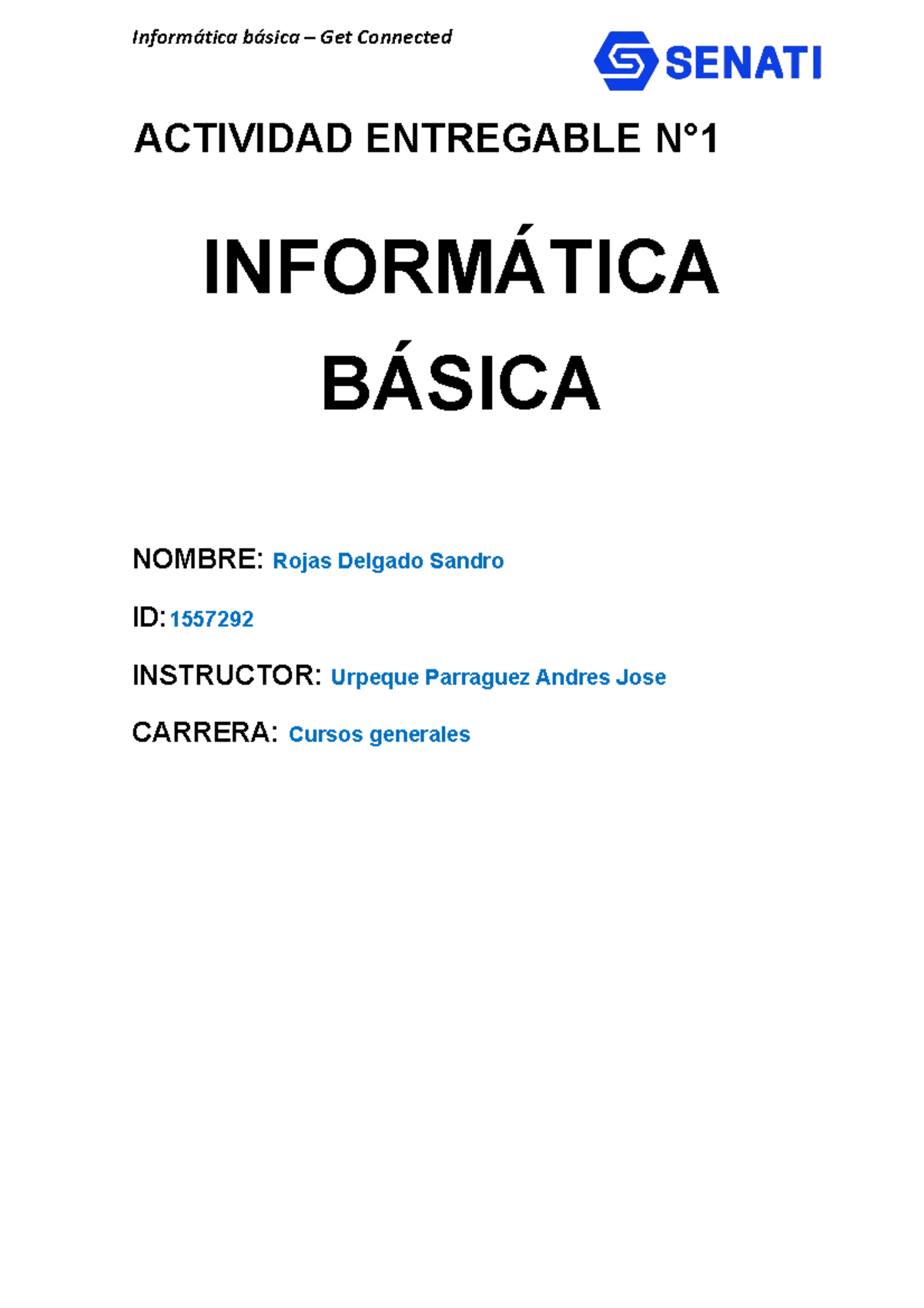 Entregable 01- informatica - ACTIVIDAD ENTREGABLE N° INFORMÁTICA BÁSICA NOMBRE: Rojas Delgado ...