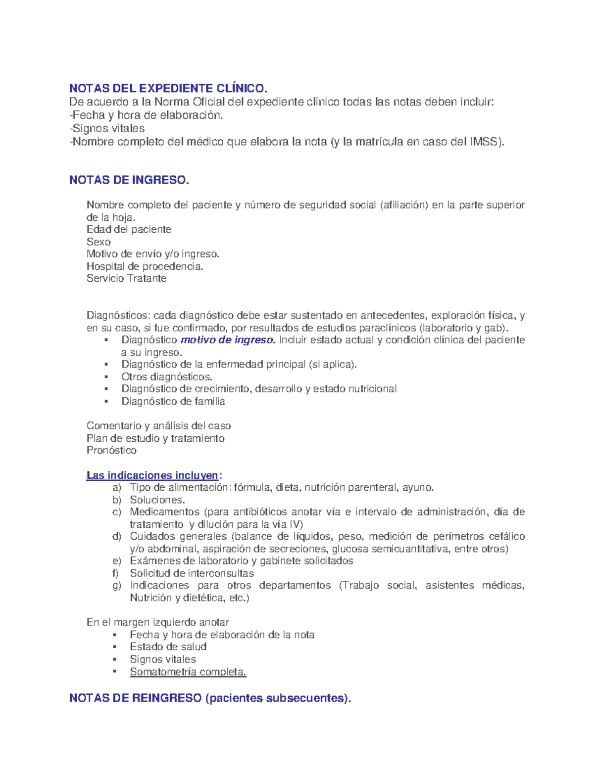 Guia notas medicas 2021 - NOTAS DEL EXPEDIENTE CLÍNICO. De acuerdo a la ...