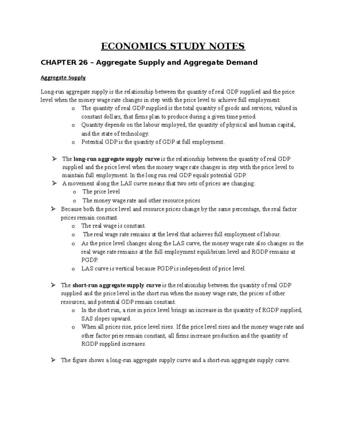 university of western c26 - ECONOMICS STUDY NOTES CHAPTER 26 ...