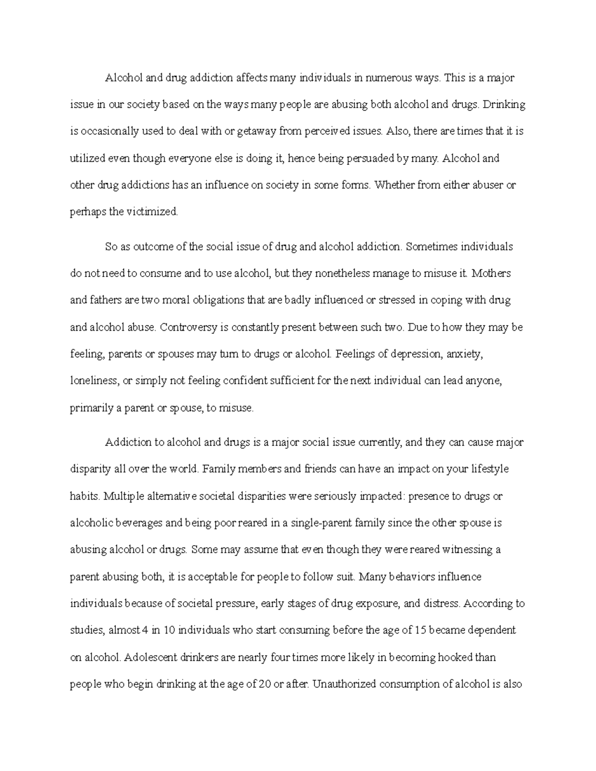 7 Final project - work - Alcohol and drug addiction affects many ...