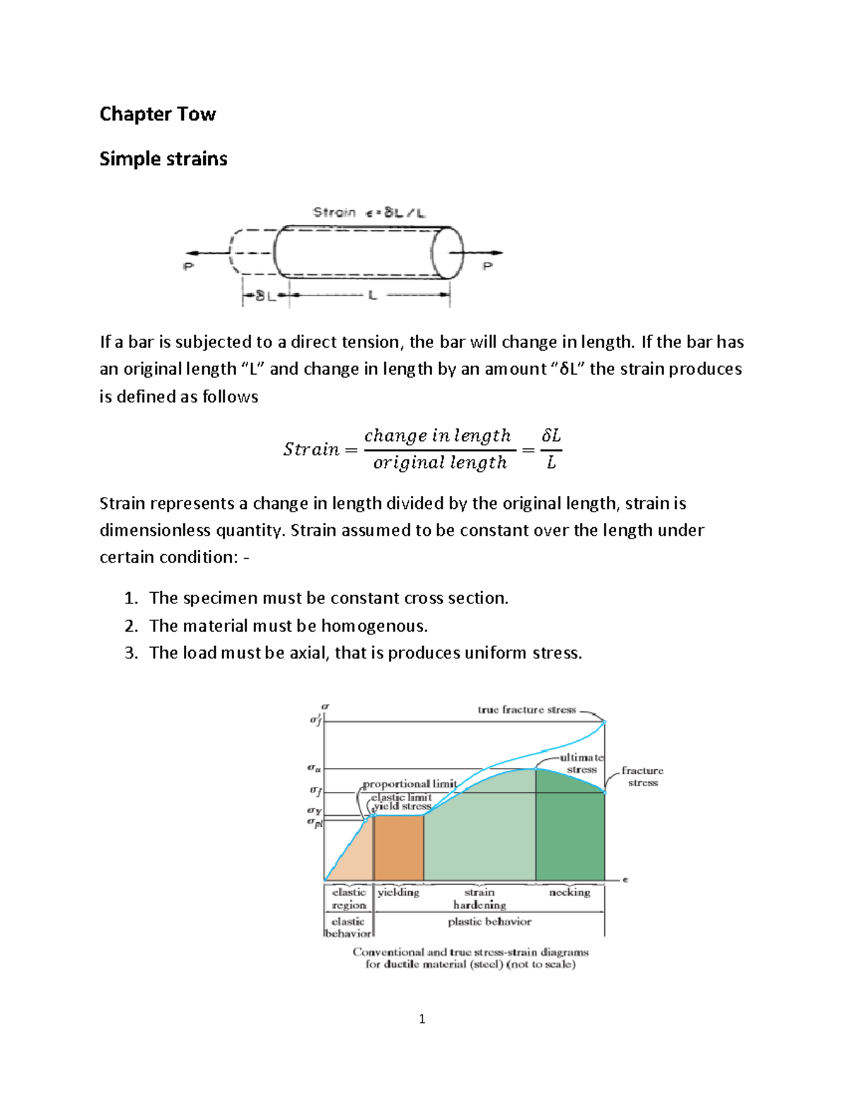 3-Simple strains - Chapter Tow Simple strains If a bar is subjected to ...