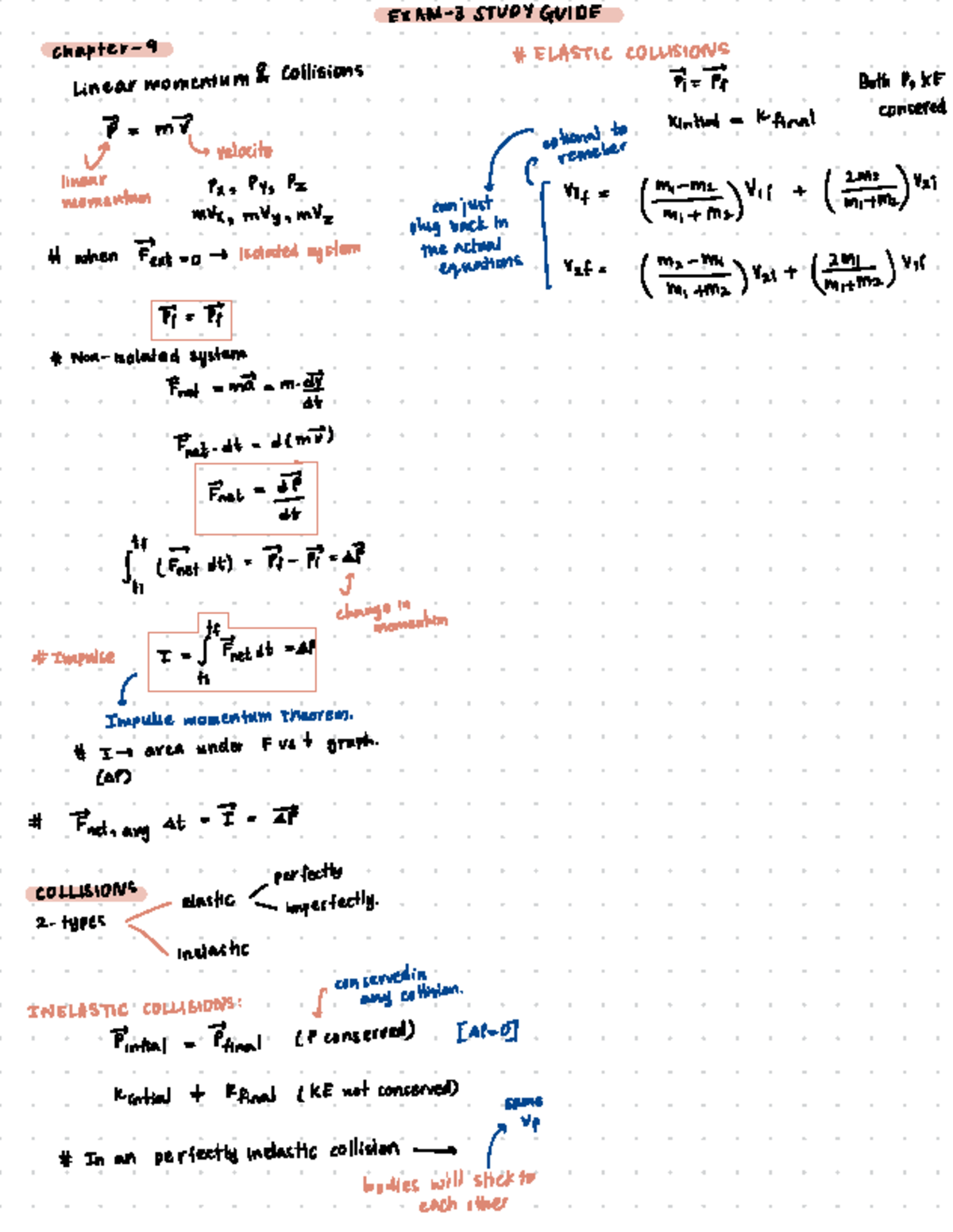 Phyics Exam 3 Study Guide - EXAM-3 STUDY GUIDE Chapter - 9 # ELASTIC ...