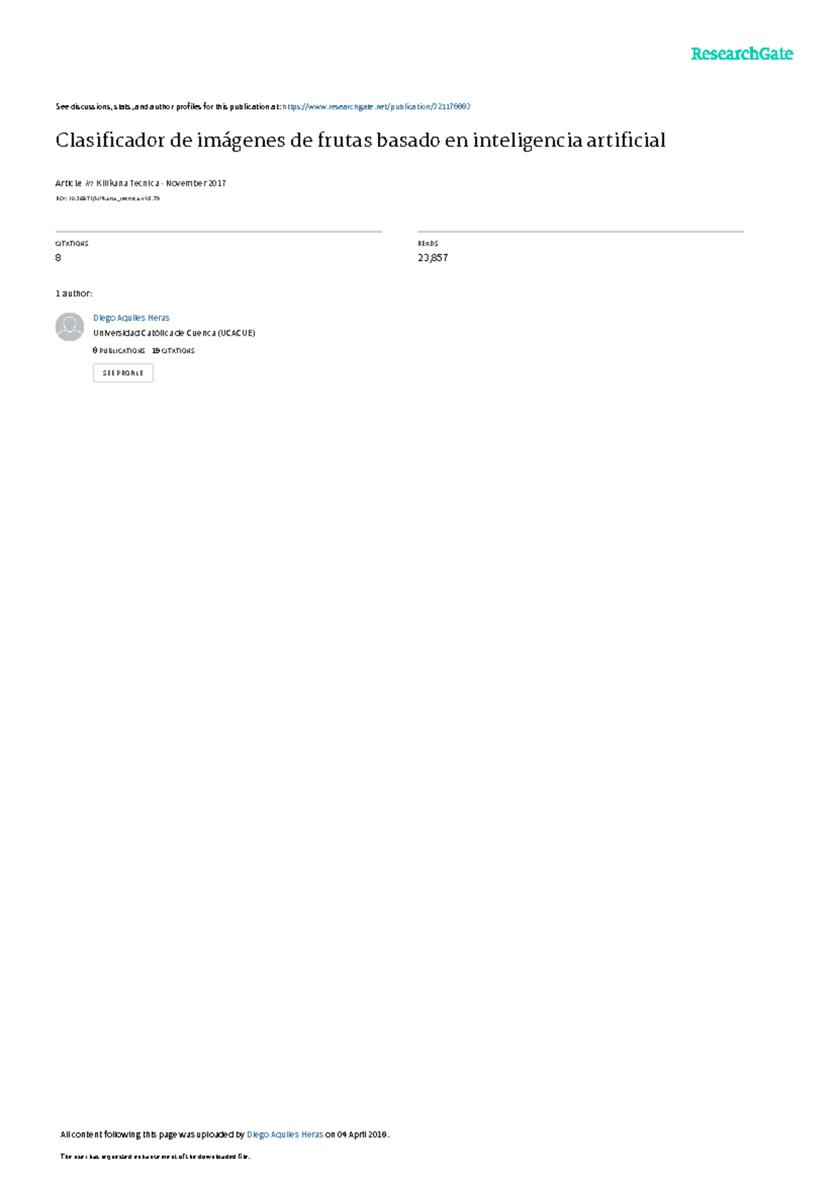Document - CLASIFICACION DE IMAGENES CON IA - See discussions, stats ...