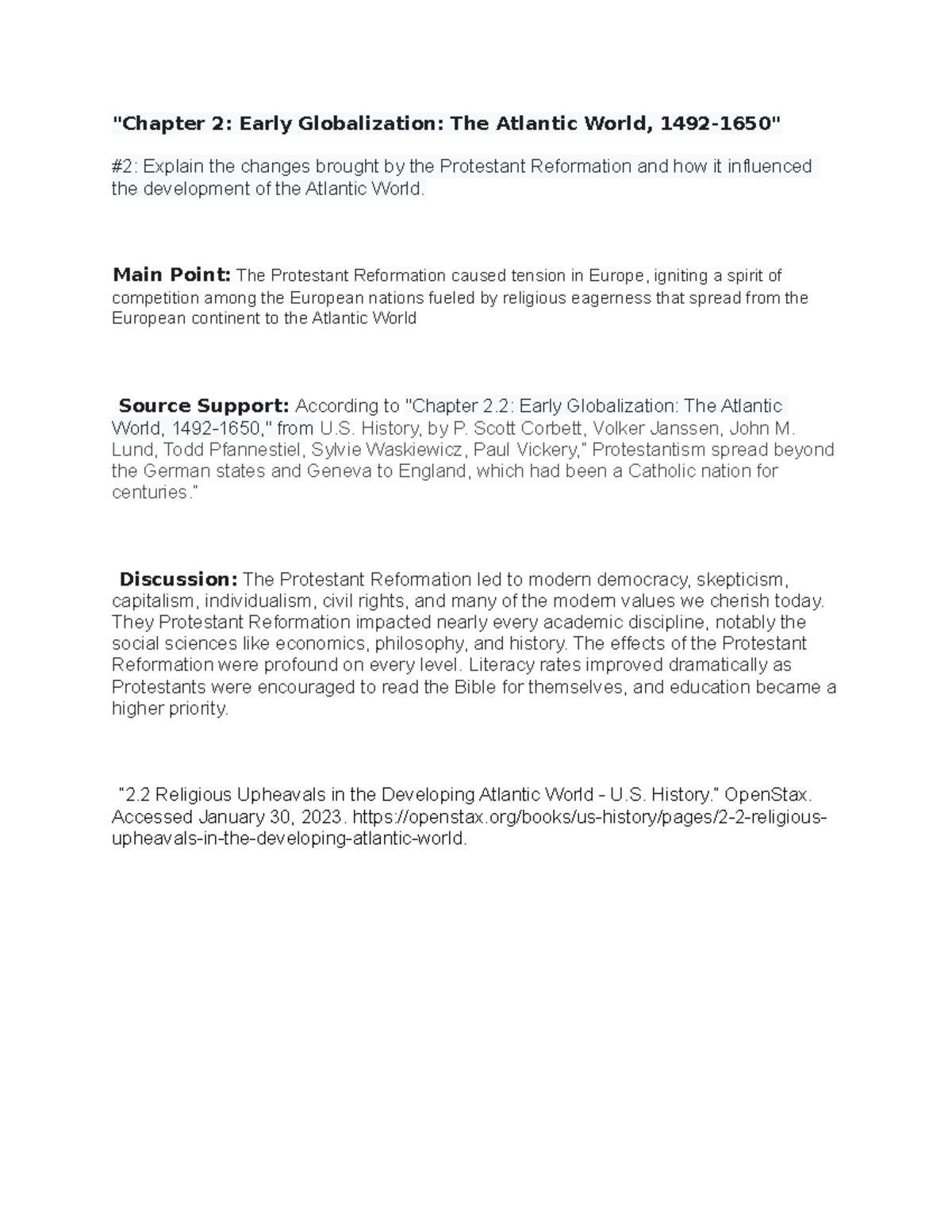 Chapter 2 2 short essay - Discussion Assignment - "Chapter 2: Early ...