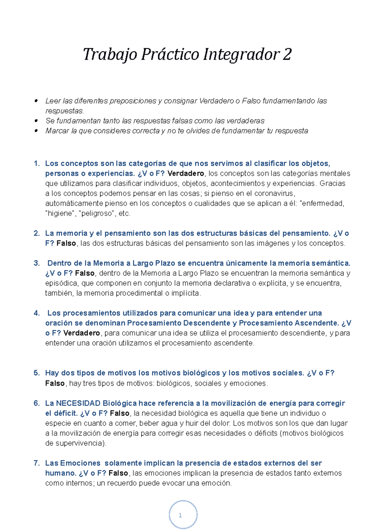 Psicología - Trabajo Integrador 2. - 1 Trabajo Práctico Integrador 2 ...