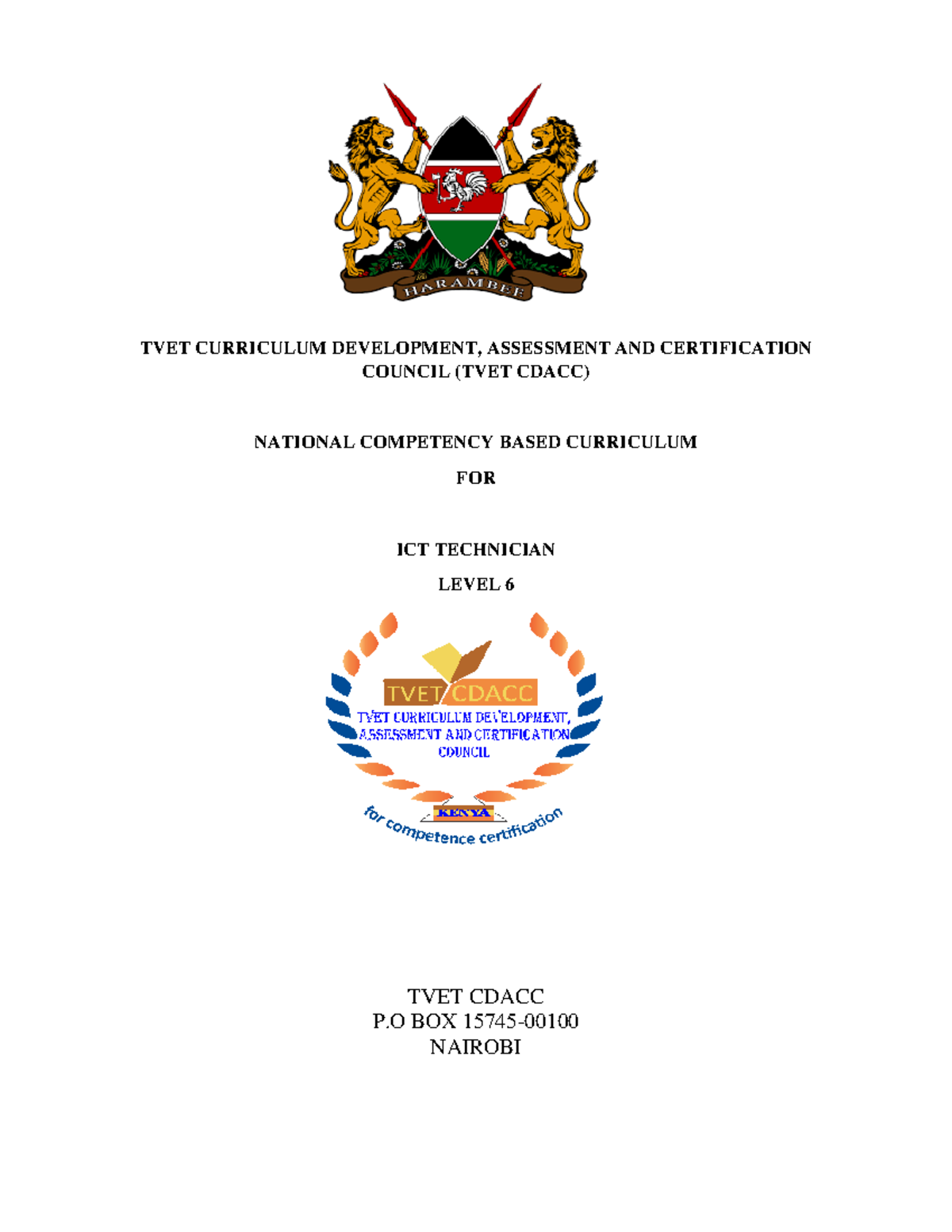 Curriculum ICT Technician Level 6 - TVET CURRICULUM DEVELOPMENT ...
