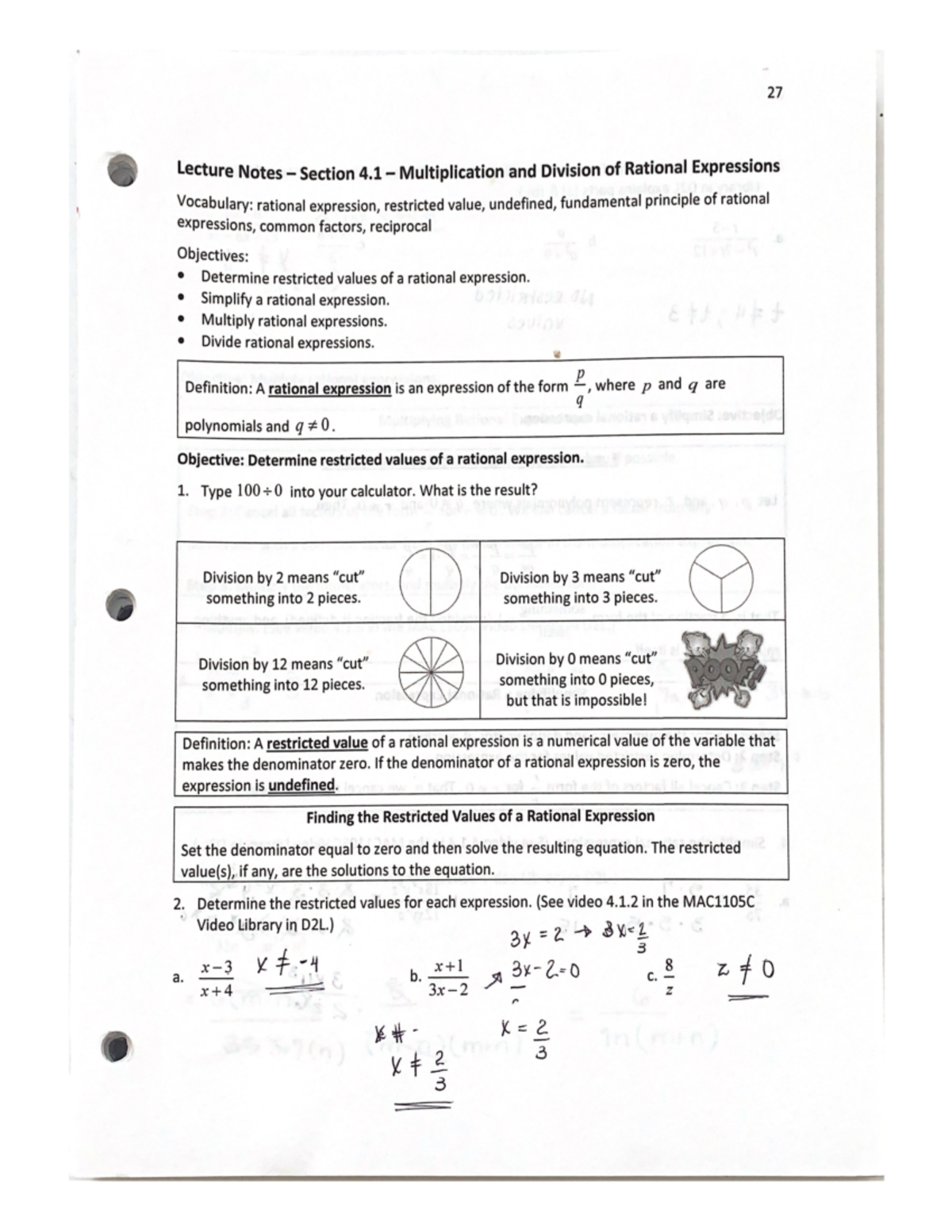 Lecture Notes - Section 4.1 - Multiplication and Division of Rational ...