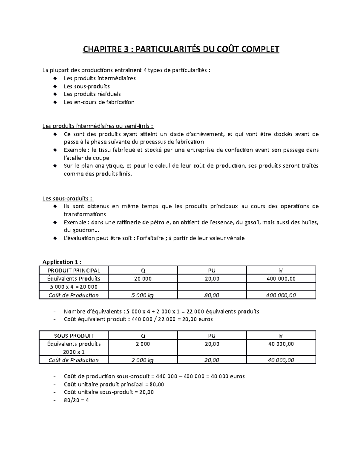 Chapitre 3 - Comptabilité de Gestion - CHAPITRE 3 : PARTICULARITÉS DU ...