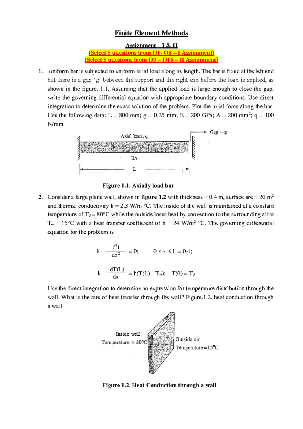 FEM Assignment-I & II - Finite Element Methods Assignment – I & II ...
