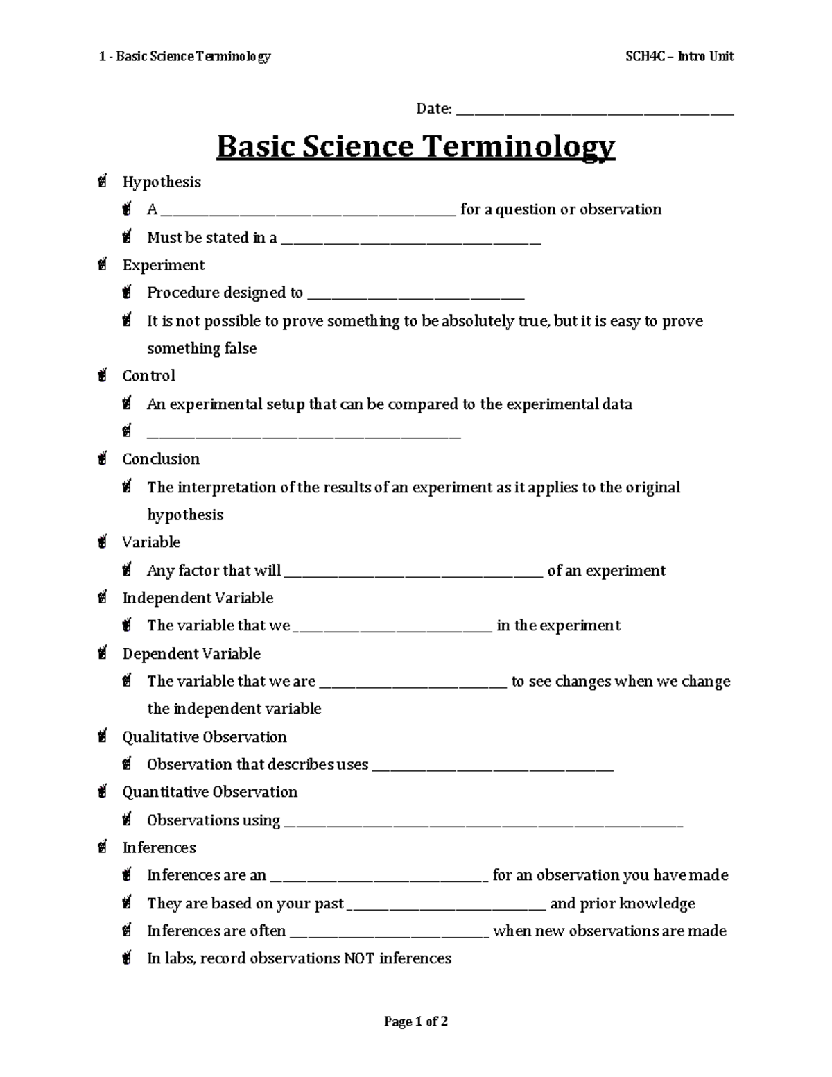 01 - Basic Science Terminology - Studocu