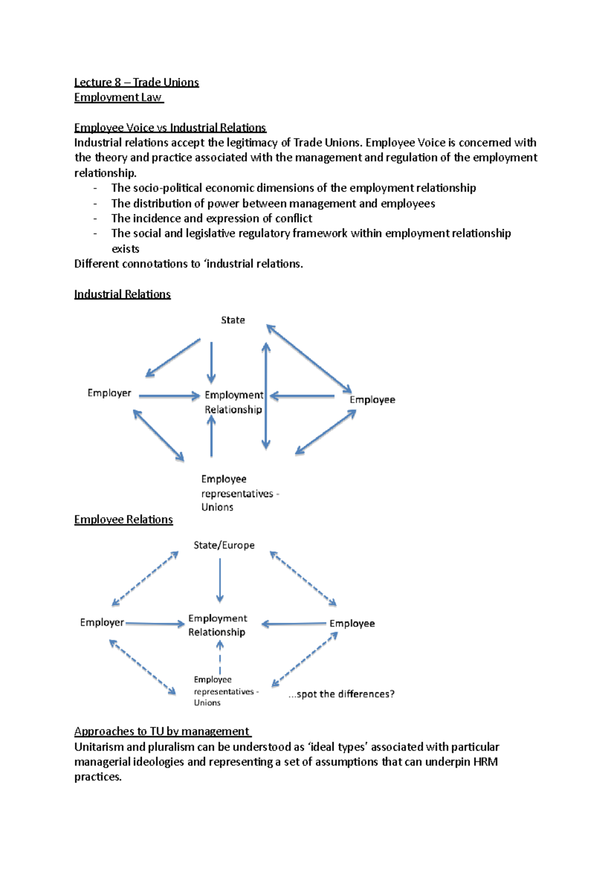 Lecture 8 - Trade Unions - Lecture 8 – Trade Unions Employment Law ...