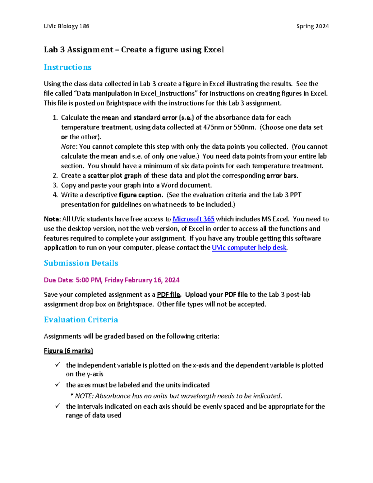 Lab3 assign membranes Instructions 186 2024 - UVic Biology 186 Spring ...