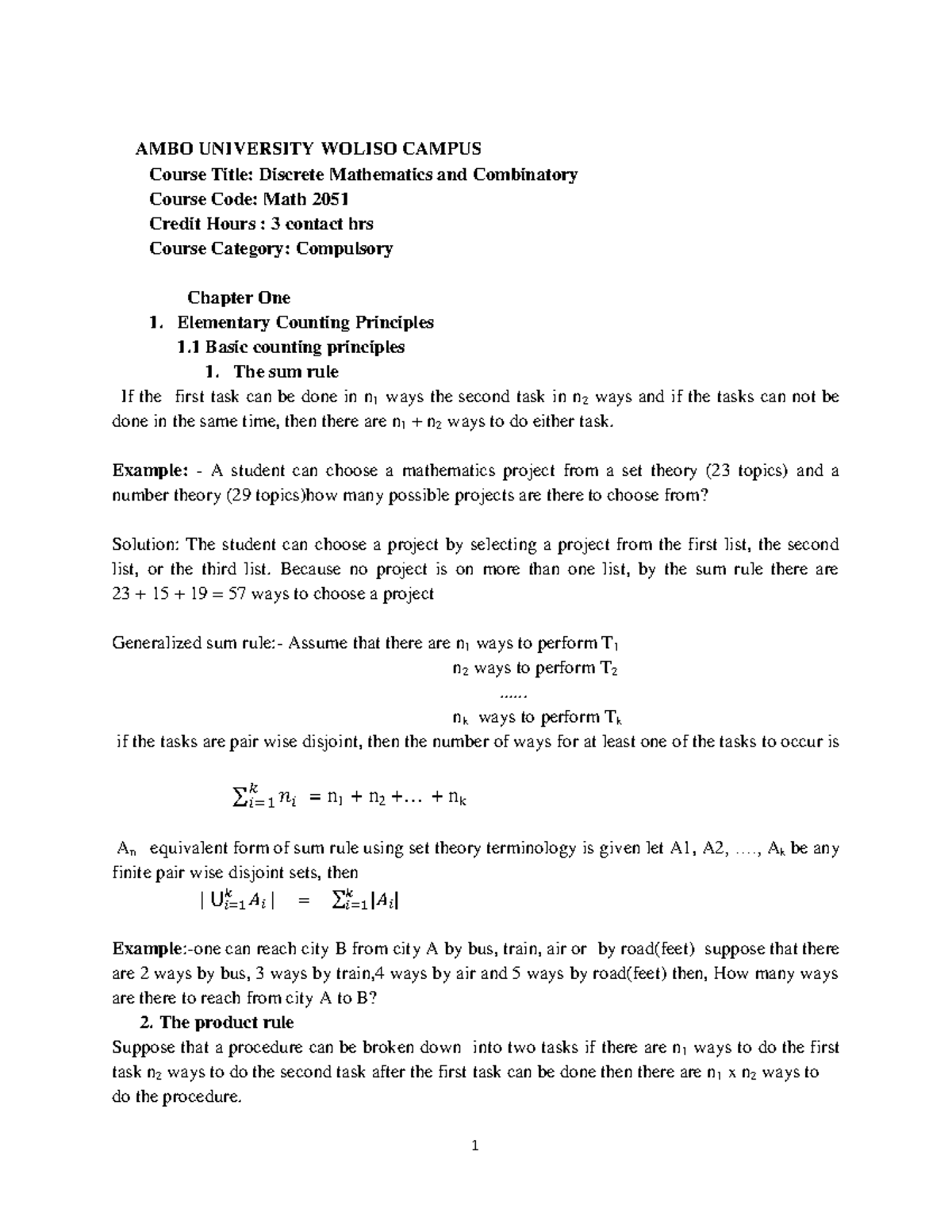 Discrete Maths Lecture Notechapter 1 3 Cc B Casic Caounting