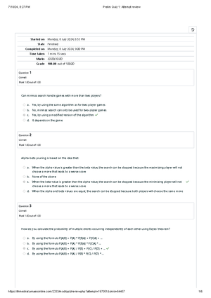 Midterm Quiz 2 Attempt review UGRD-CYBS6101 Artificial Intelligence Fundamentals - Started on ...