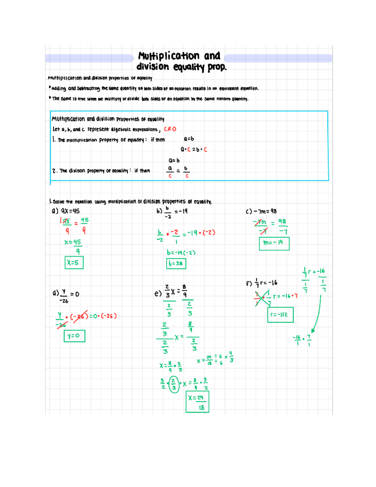 Multiplication and division equality prop - MATH 1300 - Studocu