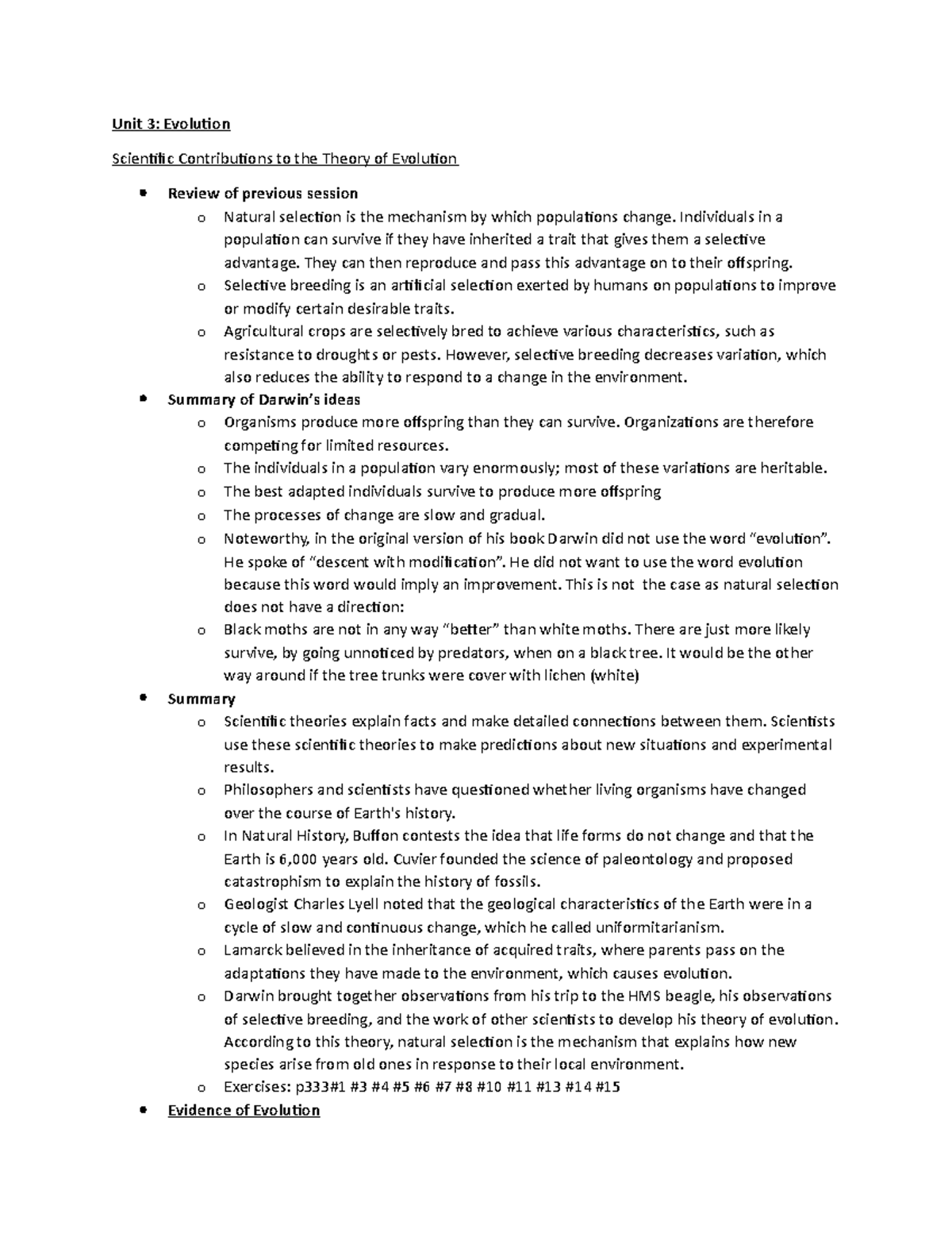 3) Theories of Evolution notes - Unit 3: Evolution Scientific ...