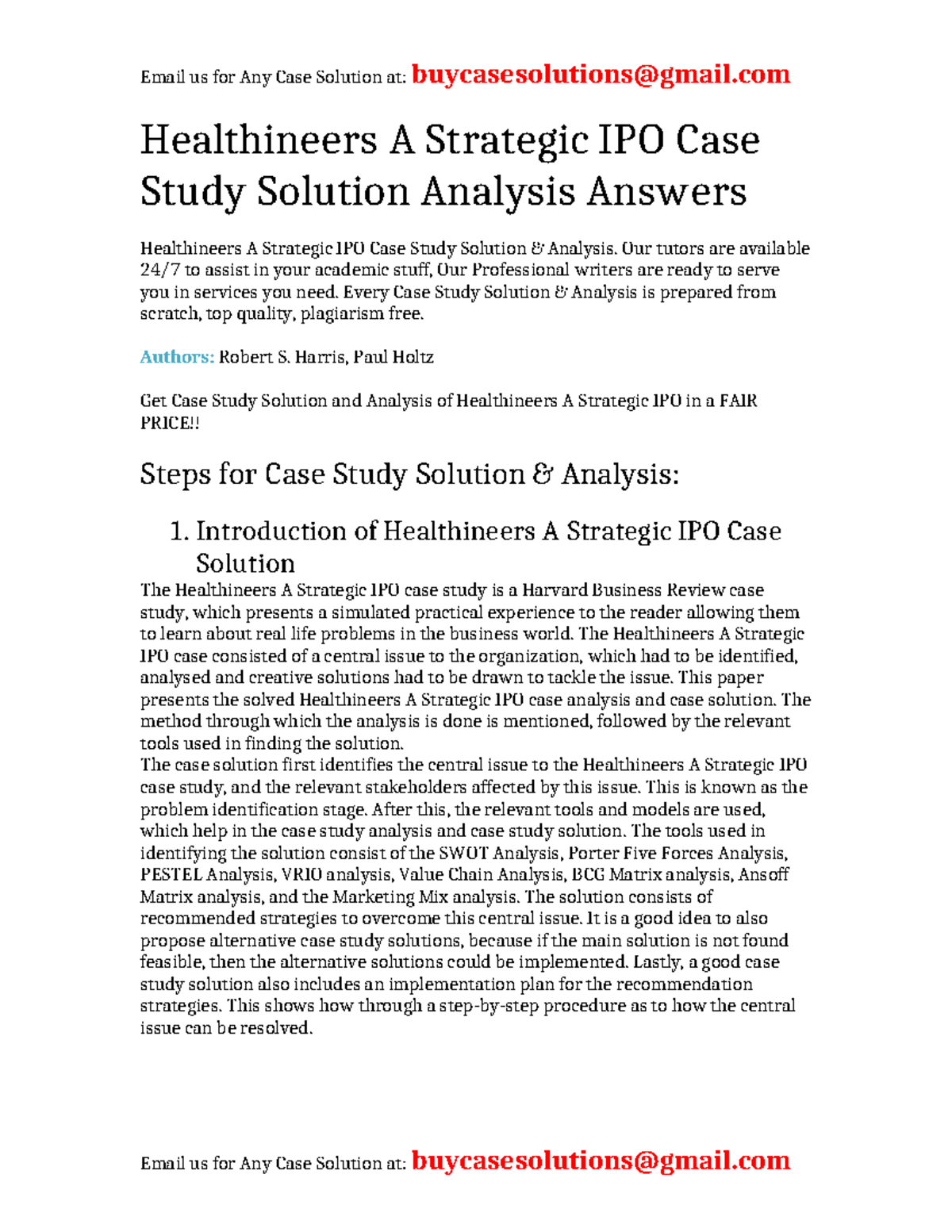 Healthineers A Strategic IPO Case Study Solution Analysis ...