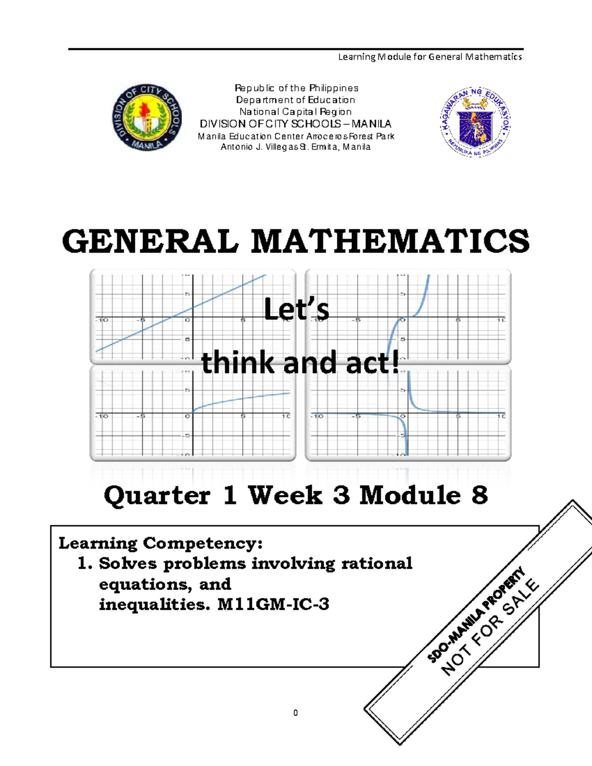 Genmath 11 Q1 W3 Mod8 - General mathematics - Republic of the ...