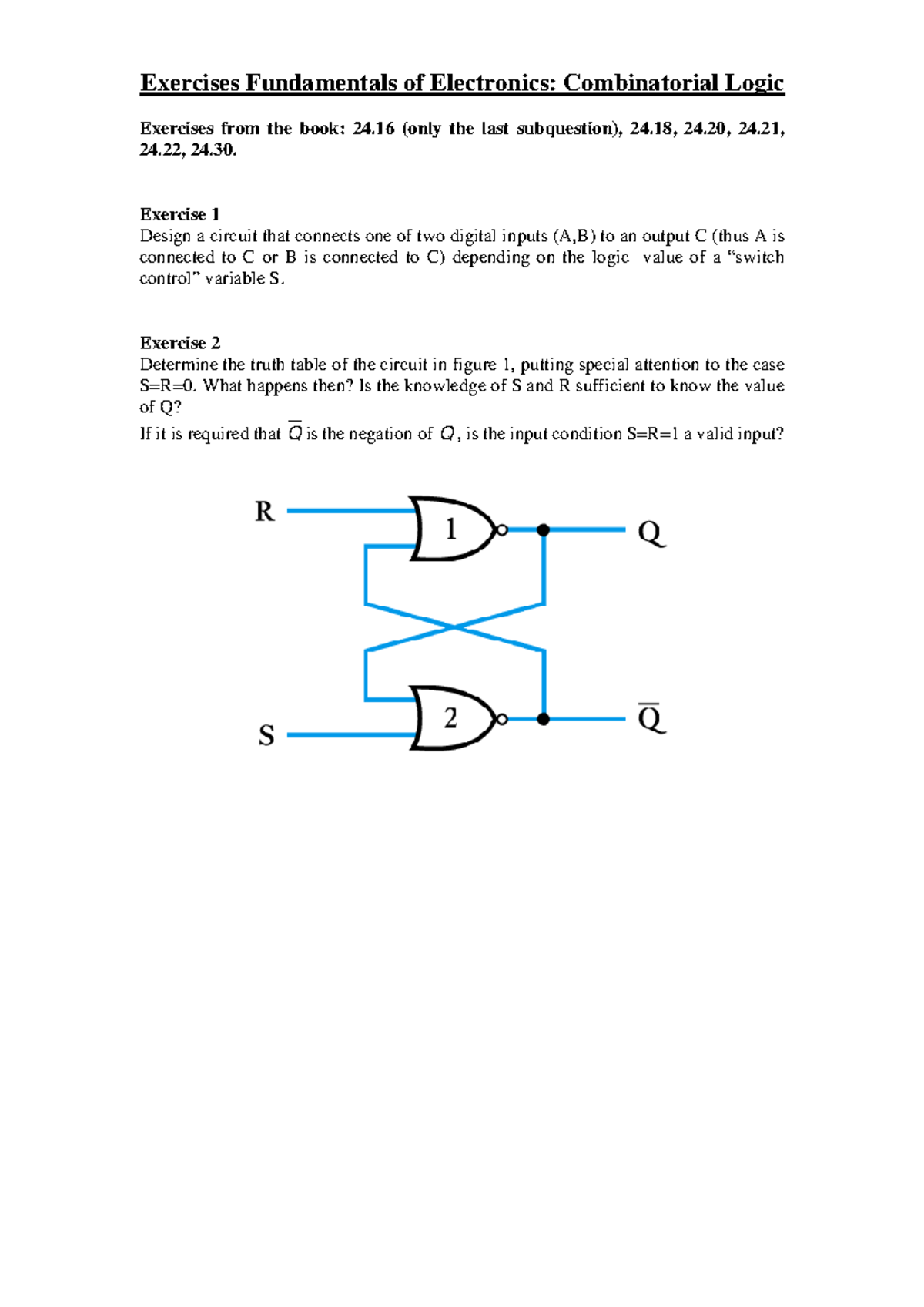 24 Exercises Combinatoric Logic V1 Uexercises Fundamentals Of Electronics Combinatorial Logic