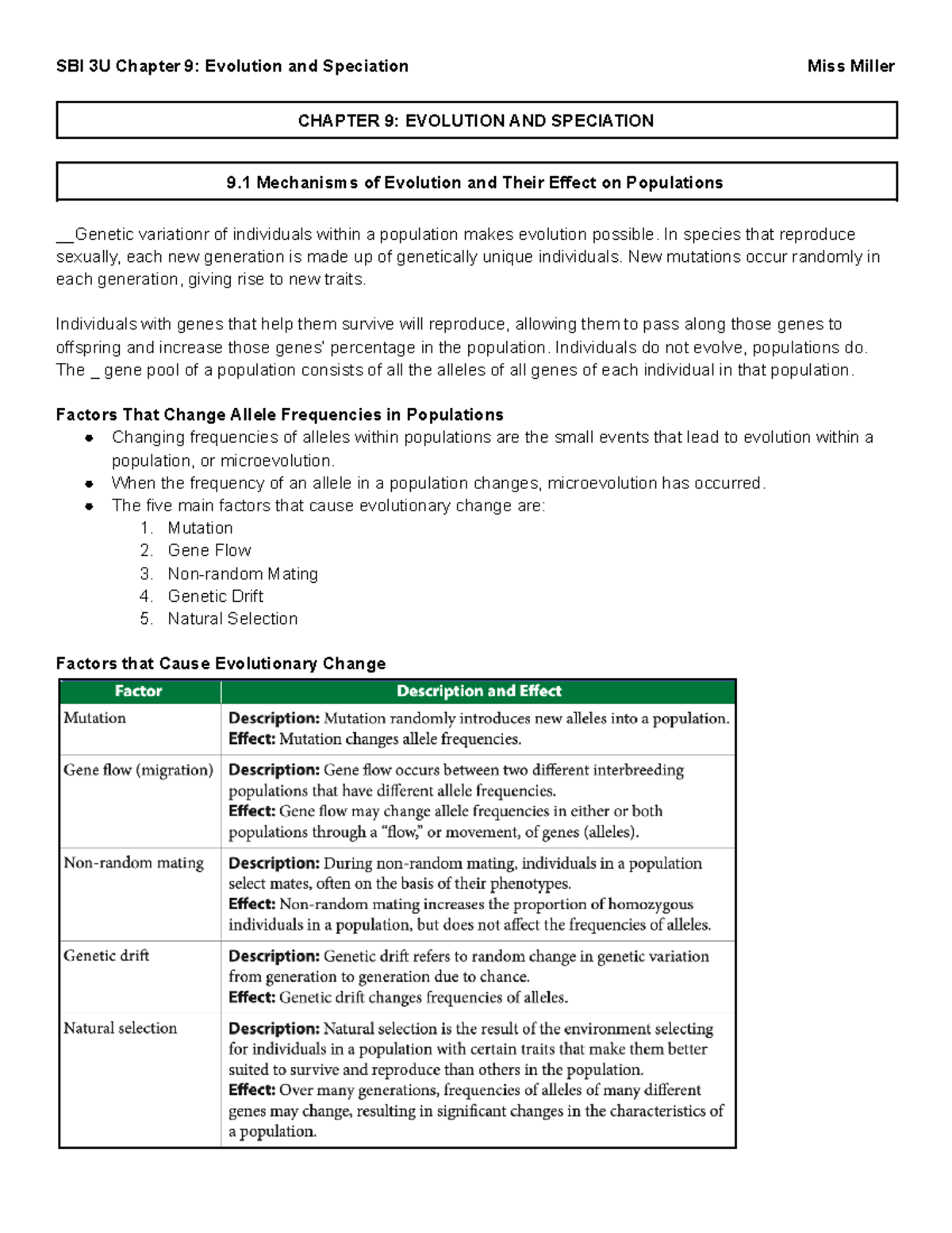 Chapter 9 - CHAPTER 9: EVOLUTION AND SPECIATION 9 Mechanisms of ...