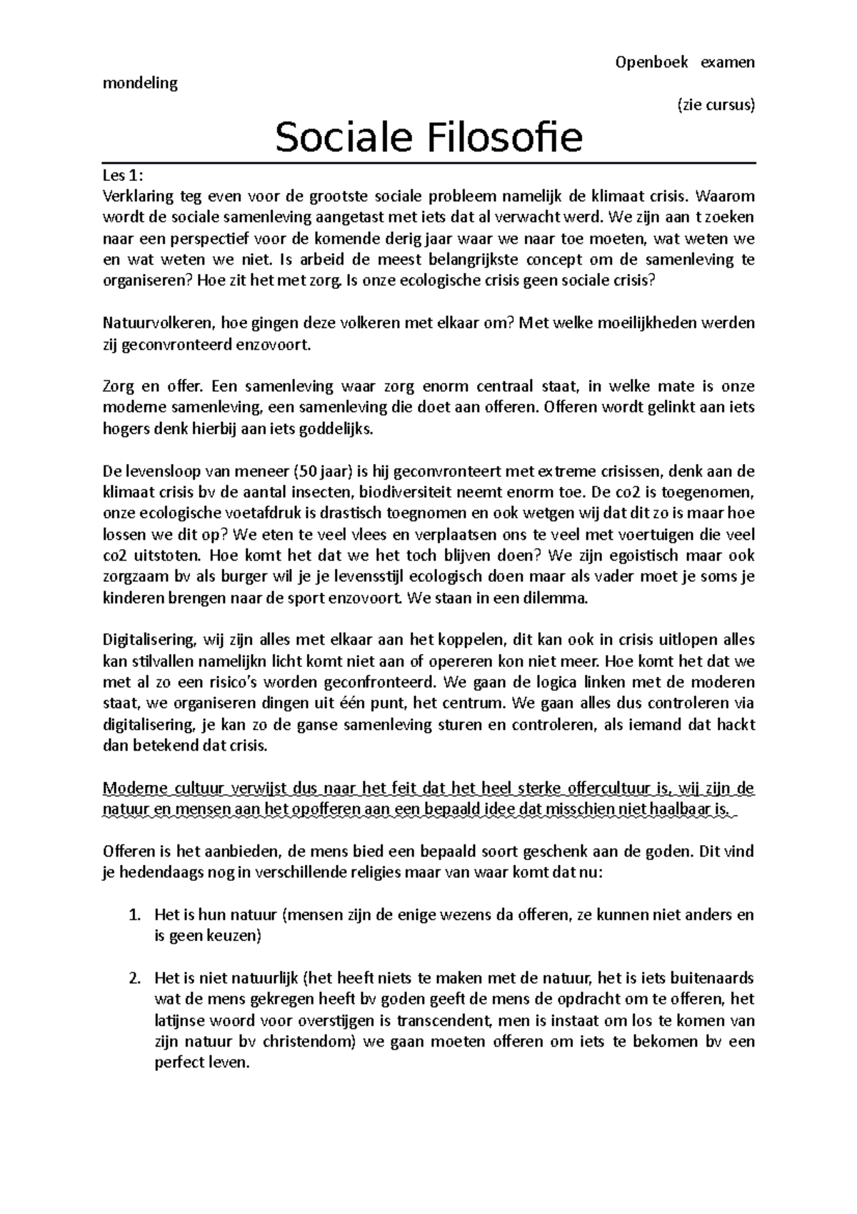 Sociale Filosofie - notities van de les - mondeling (zie cursus ...