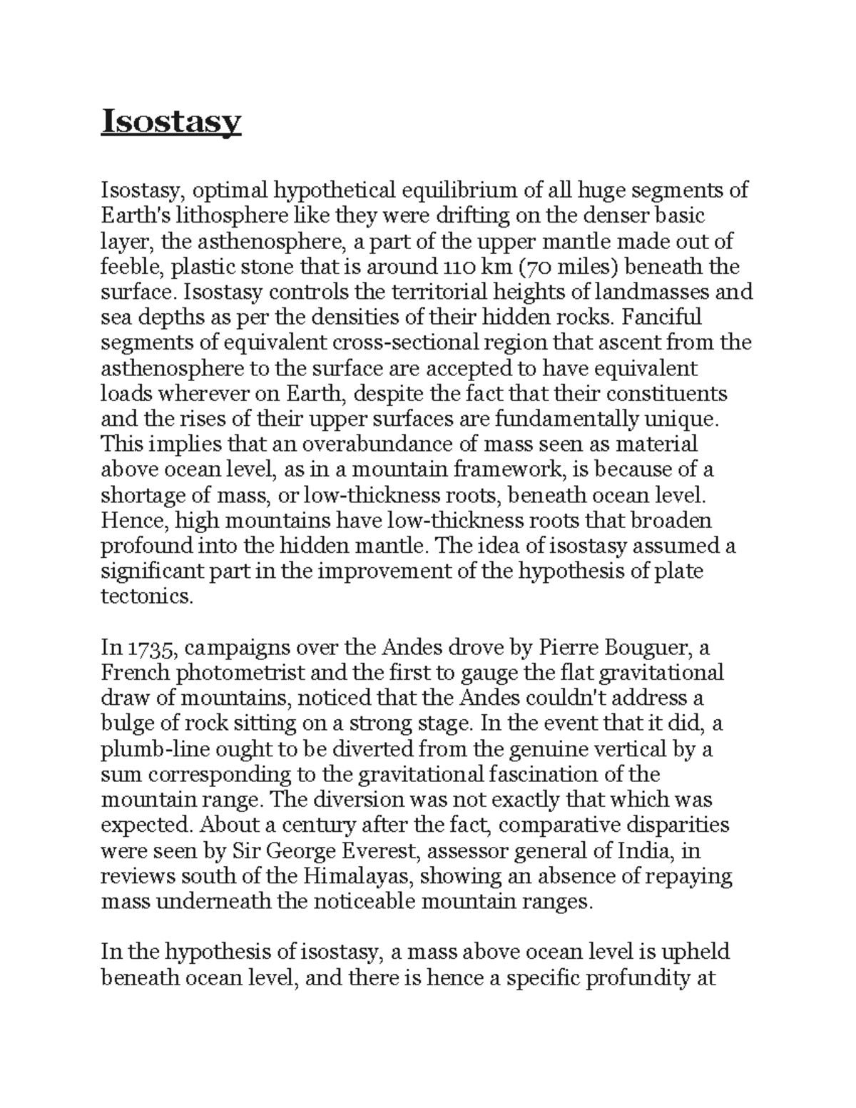 Isostasy - Isostasy Isostasy, optimal hypothetical equilibrium of all ...