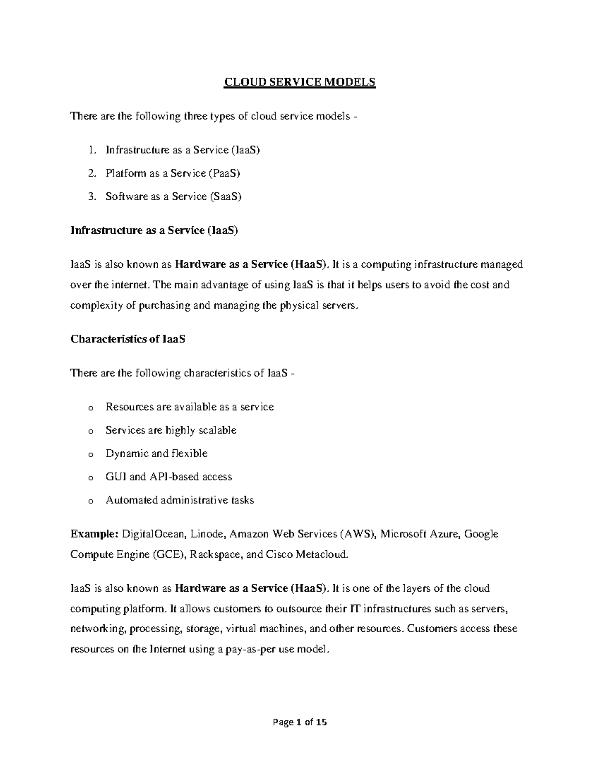 Cloud Service Models - notes - CLOUD SERVICE MODELS There are the ...