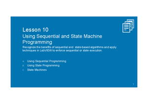 Lesson 01 - Lab VIEW Environment - Lesson 1 Recognize the main components of the LabVIEW ...